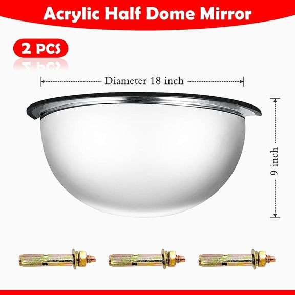2 Pcs Acrylic Half Dome Mirror Corner Mirror Blindspot for Wall 18 ...