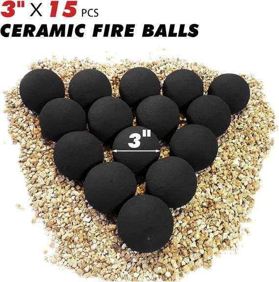 MrGas Log 15 Pack Ceramic Fire Balls, 3 Inch Round Fire Stones ...