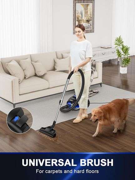 Canister Vacuum Cleaner, 32Kpa 1600W Bagless Vacuum Cleaner, Dust Full ...