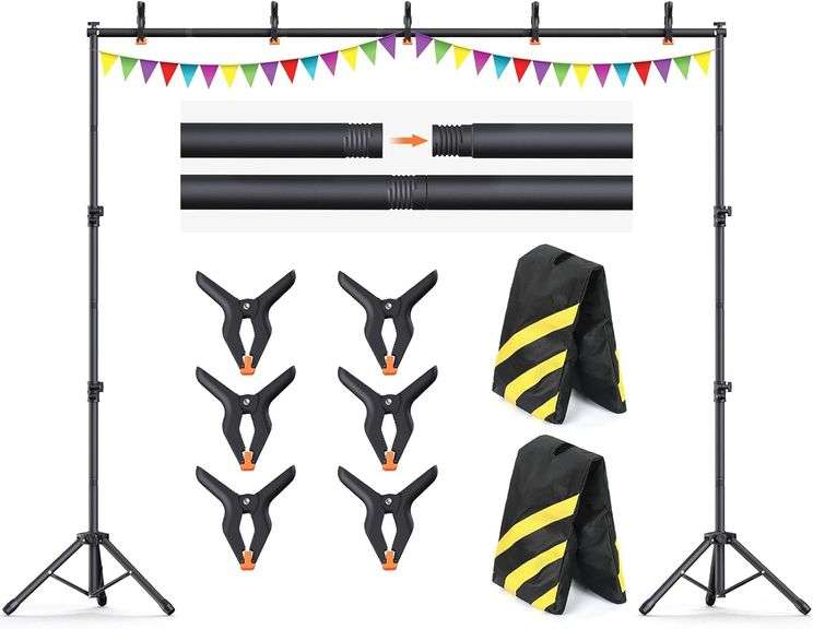 Forlogic 10x7.5Ft Backdrop Stand, Heavy Duty Adjustable Photo Back Drop ...