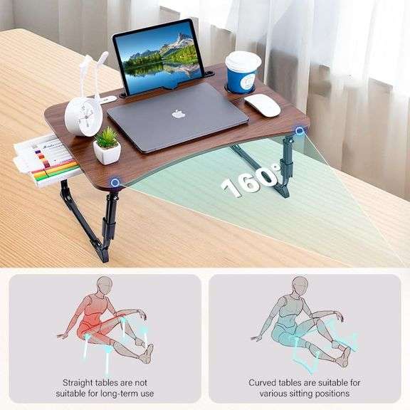 Laptop Desk for Bed, Height Adjustable Laptop Bed Table, Foldable ...