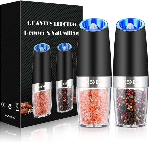 Gravity Electric Pepper and Salt Grinder Set, Adjustable Coarseness ...