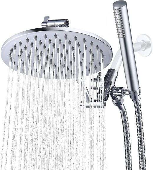 G-Promise All Metal Dual Shower Head Combo, 8 Inch Rainfall Shower Head ...