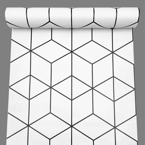 Yifasy Shelf Liner Black Cube Self-Adhesive Drawer Paper Furniture ...