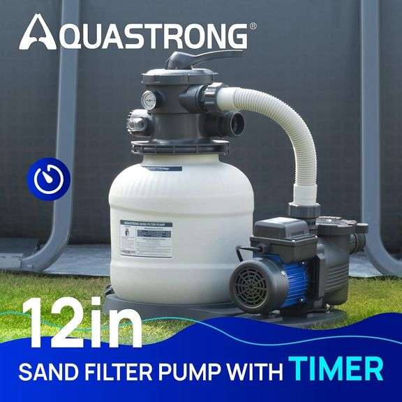 AQUASTRONG Sand Filter Pump for Above Ground Pool with Timer, 1/2 HP ...