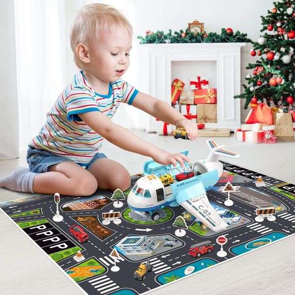 CUTE STONE Toy Airplane Plane Toy with Smoke, Sound and Light, Fricton ...