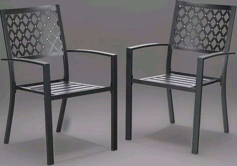 NEW PHI Villa Black Stackable Elegant Metal Patio Outdoor Dining Chair ...