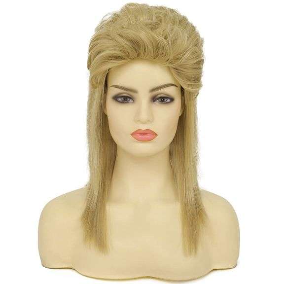 Swiking Blonde Mullet Wigs for Women 80s Costume Wig Curly Soft Heat Resistant Shoulder Length ...