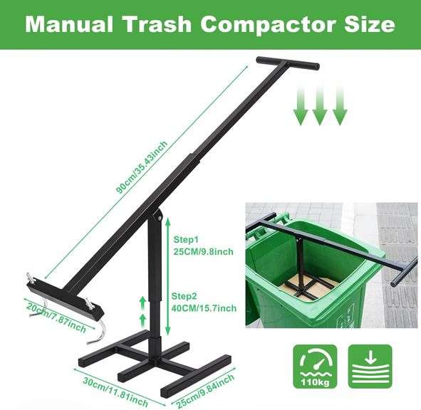 Manual Trash Compactor,Home Waste Recycling Hand Tool Garbage Compactor ...