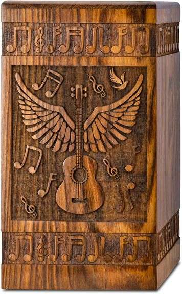 Handcrafted Wooden Cremation Urn for Human Ashes - Guitar Wings of ...