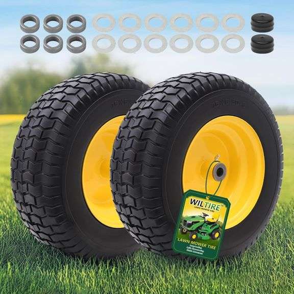 16x6.50-8 Tire and Wheel Assembly (2 Pack),Flat Free Lawn Mower Tires ...