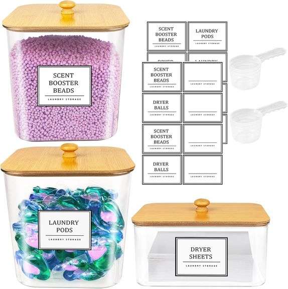 2+1 Pack Laundry Pods Container,Clear Laundry Detergent Powder Storage ...