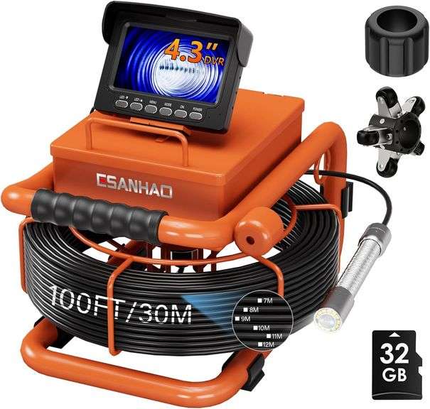 Sewer Camera 100FT/30M Borescopes Plumbing Snake Camera DVR & Audio ...