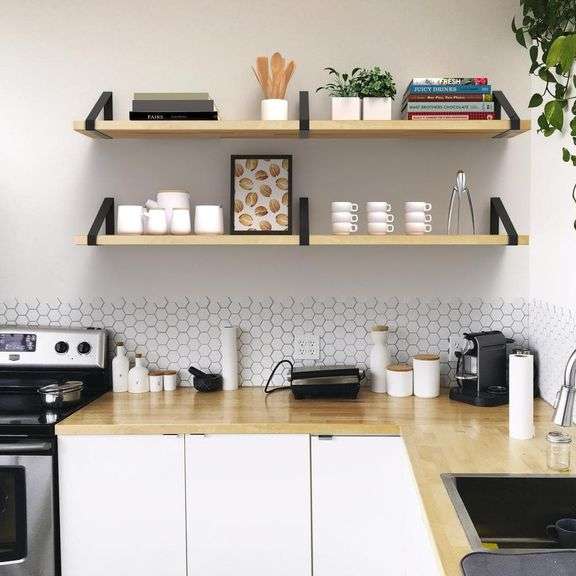 Solid Wood Butcher Block Shelf 48 in. W x 12 in. D x 1.5 in. H ...