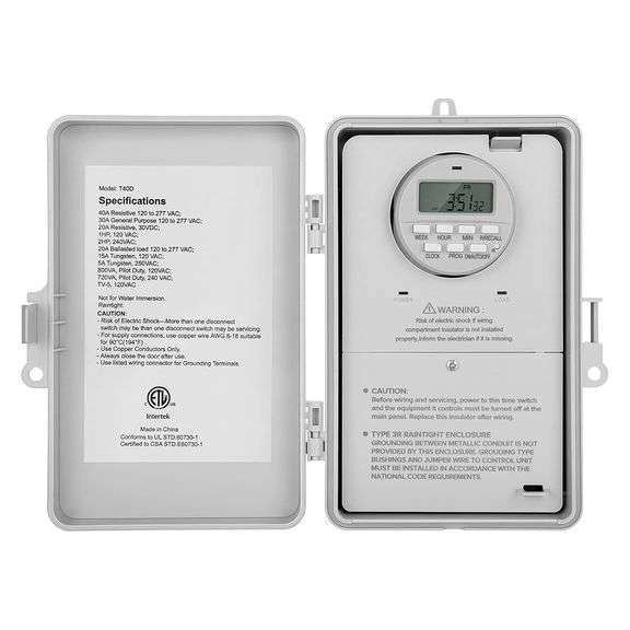 SURAIELEC Pool Timer, 7-Day Programmable Digital Box Timer Switch, 40 ...
