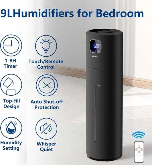 Large Humidifiers for Bedroom, 9L/2.5Gal Ultrasonic Cool Mist, Easy ...
