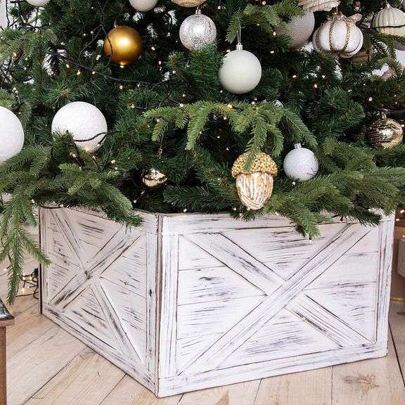 Wooden Tree Collar Box - Christmas Tree Farmhouse Rustic Decor. Vintage ...