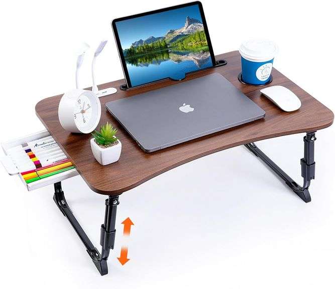Laptop Desk for Bed, Height Adjustable Laptop Bed Table, Foldable ...