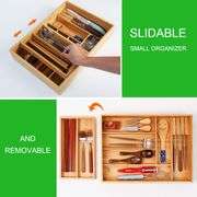 Double layer Bamboo Kitchen Drawer Organizer, Utensil Silverware ...