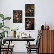 Framed 3Pcs Dark Floral Framed Canvas Wall Art Set, Dark Academia Flower Prints, Vintage ...