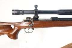 Custom 220 Swift rifle with Bull Barrel, Thumbhole Stock & Mauser ...