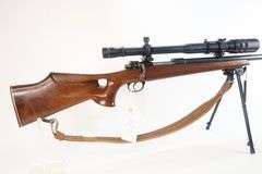 Custom 220 Swift rifle with Bull Barrel, Thumbhole Stock & Mauser ...
