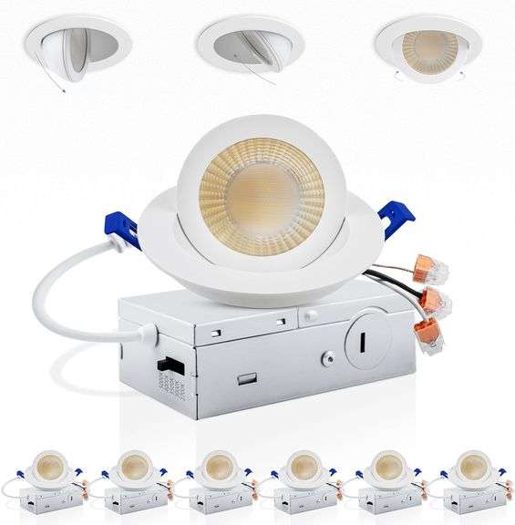 Adetu 3 Inch 5CCT Gimbal Led Recessed Lighting with Junction Box, 2700K ...