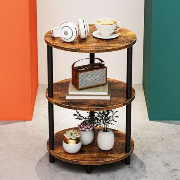 RISWER Small Round Side Table - 3-Tier Oval Accent Table for Small ...