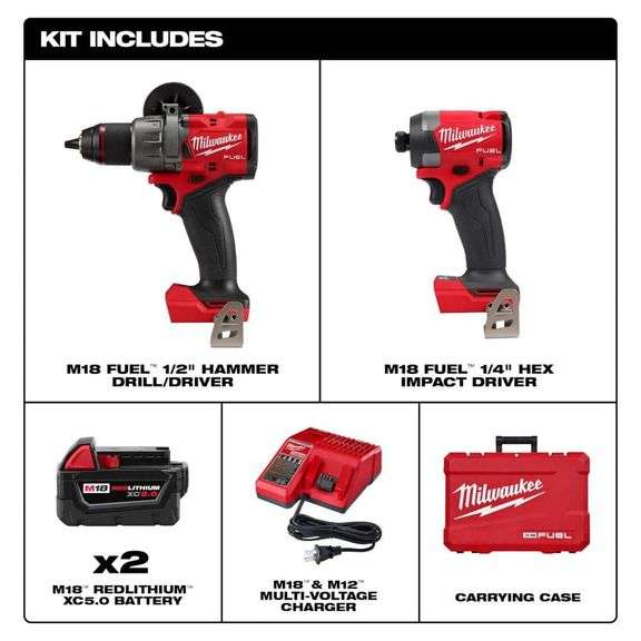 Milwaukee M18 FUEL 18V Lithium-Ion Brushless Cordless Hammer Drill and ...