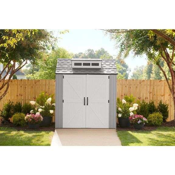 Rubbermaid 7 ft. W x 7 ft. D Gray Plastic Shed - Matthews Auctioneers