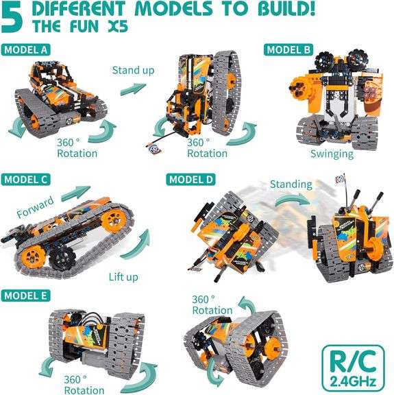 Opmind 5 in 1 STEM Remote Control Building Kit, 392Pcs Blocks Erector ...