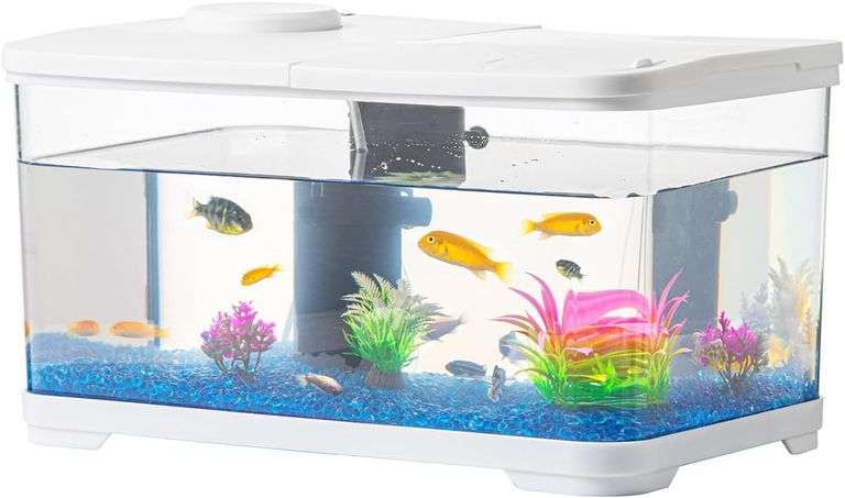 Fish Tank, 3.8 Gallon Aquarium Starter Kit with Self Cleaning Fish Tank ...