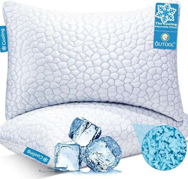 2-Pack Cooling Bed Pillows for Sleeping Shredded Memory Foam Pillows ...