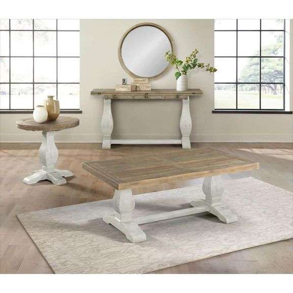 Napa 60 in. White Stain/Reclaimed Natural Standard Rectangle Wood ...