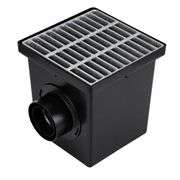 12 in. Square Catch Basin Drain Kit with 2-Opening Catch Basin Steel ...