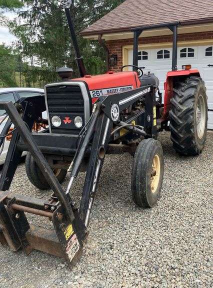 Massey Ferguson 261 Tractor w/Forks and Hay Spear - Matthews Auctioneers