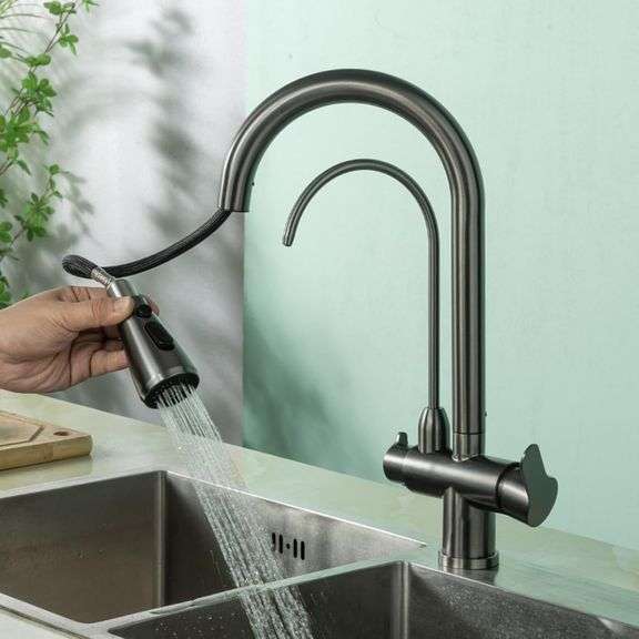 DSDNPTV 3 Way Kitchen Tap Pull Out Stainless Steel 360 Rotation 2 ...