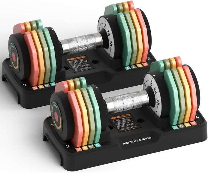 Motion Space Adjustable Dumbbells Set 12.5LB/22.5LB Pair, 1-Sec Fast ...