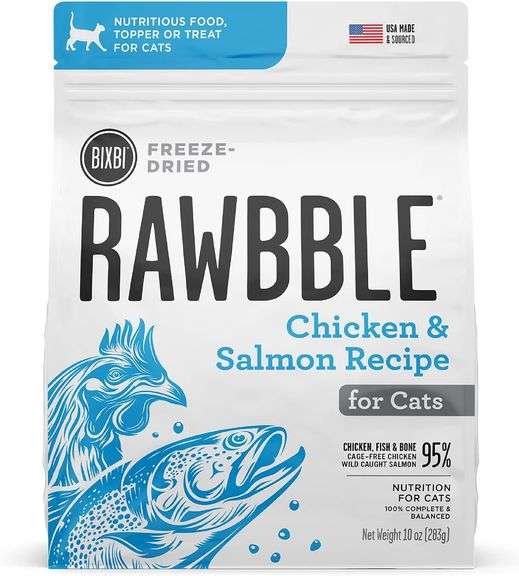 BIXBI Rawbble Freeze Dried Cat Food, Chicken & Salmon Recipe, 3.5 oz ...