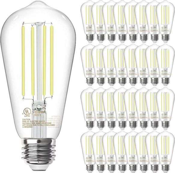 TJOY 32 Pack Vintage Edison LED Light Bulbs, Dimmable, 60W Equivalent, E26 Medium Base, 5000K ...
