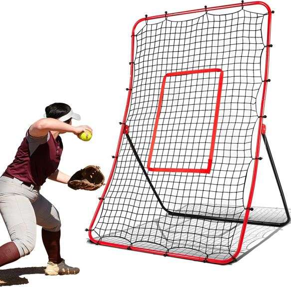 PLAYAPUT Baseball Rebounder Net+ Pitchback Net Angle Adjustable Pitch ...
