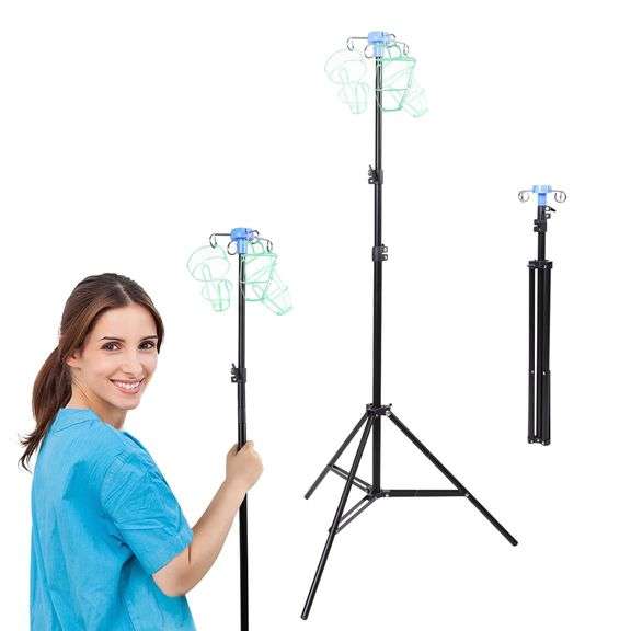 WONDSIGHIN Foldable IV Pole Portable, Collapsible IV Pole Stand with 3 ...