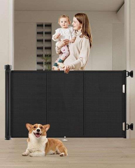 180.5cm Retractable Barrier, 89cm High Mesh Baby Barrier, Extra Large ...
