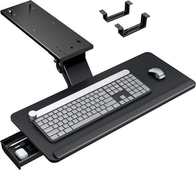 PEGZONE Keyboard Tray Under Desk with Storage Drawer, Height Adjustable ...