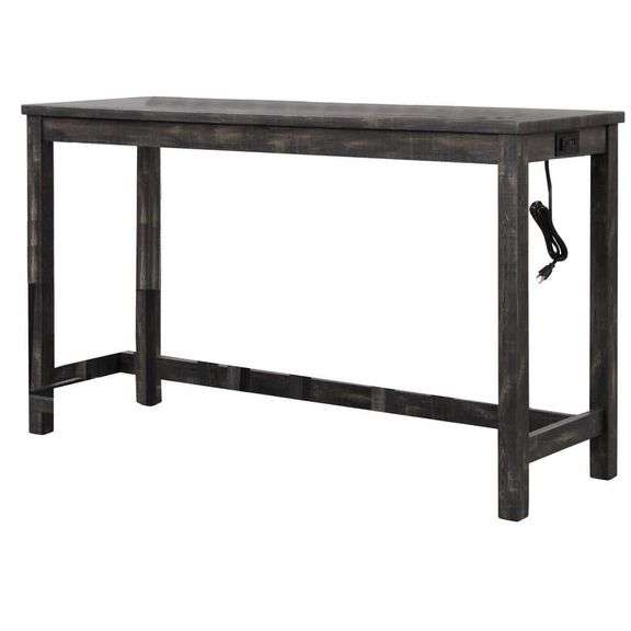 Kendra 60 in. L Rectangle Black Charcoal Wood Bar Table with Built in ...