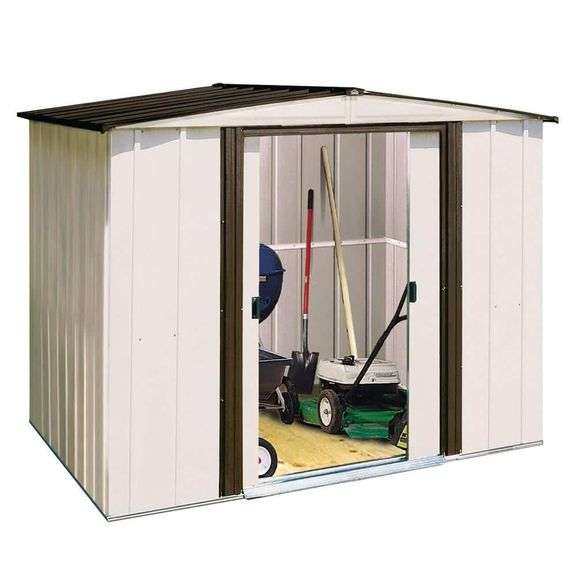 Newport 8 ft. W x 6 ft. D 2-Tone Eggshell and Coffee Galvanized Metal ...