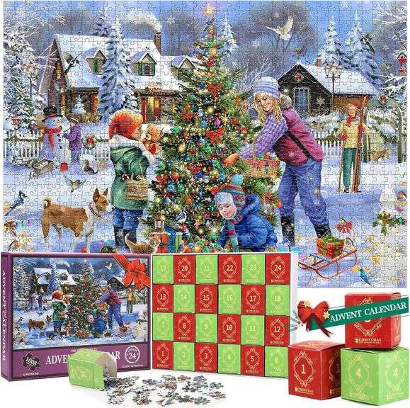 Jigsaw Puzzle Advent Calendar 2024 Kids Adult, 24 Boxes 1008 Pieces ...