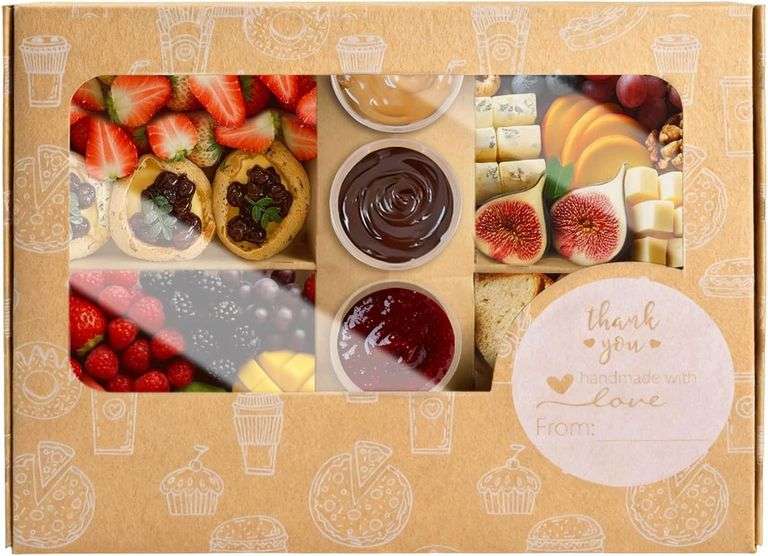 Brown Pastry Box Grease Proof 12 Set, 24pt Thick Cardboard Dessert Box ...