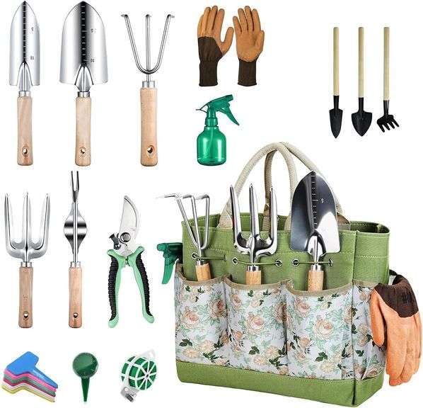 SmartTail Garden Tool Set, 14-Piece Gardening Tools with Storage Bag ...