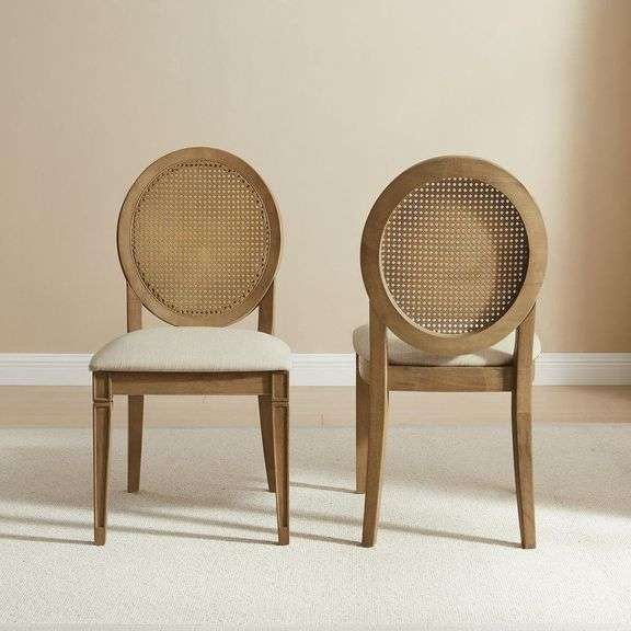 Katia Driftwood Fabric Woven Back Chair Set of 2 - Matthews Auctioneers